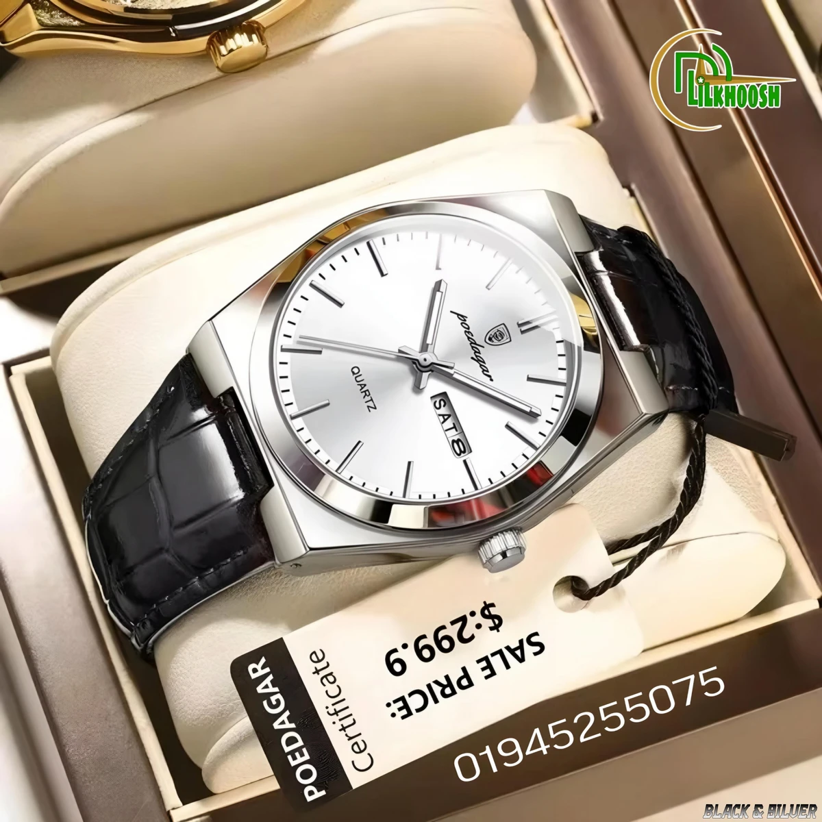 Elegant Ultra-Thin Gemstone Poedagar 930 Leather Luminous Quartz Watch ...