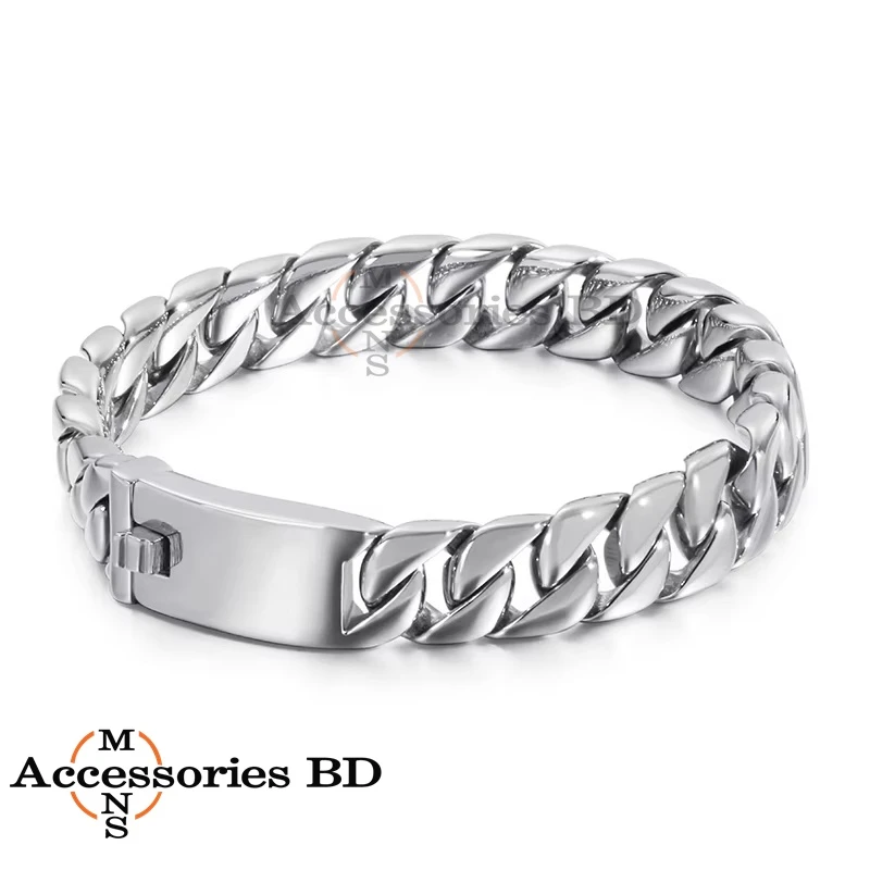 Heavy Punk Black Matte Curb Cuban Chain Bracelet Men Women Hiphop Best Color Stainless Steel ...