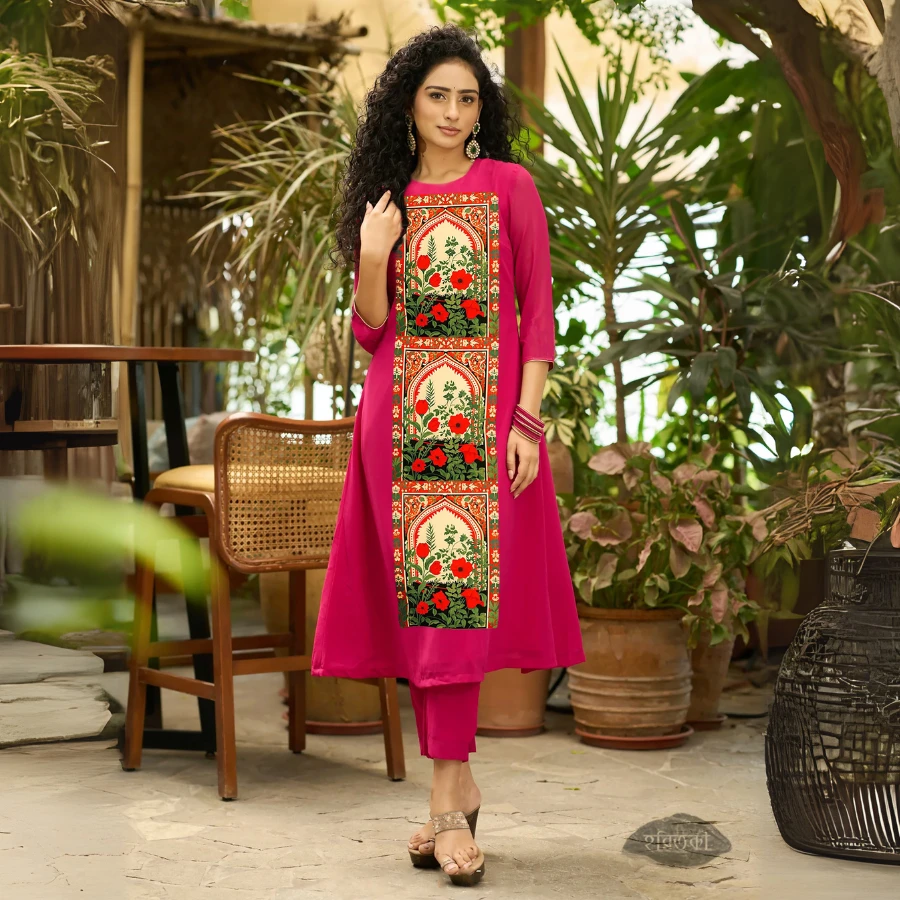 Rani Golapi Floral Kurti | Buy Latest Eid Kurti Online